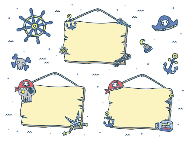 Playful Pirate-Themed Collection of Nautical Frames and Icons | Jiffy ...