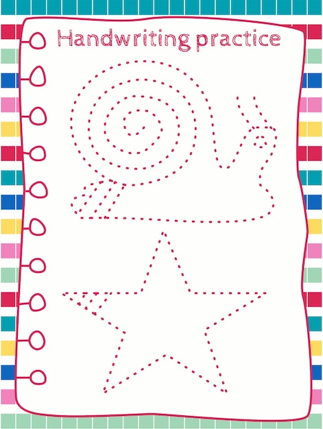 Vibrant Handwriting Practice with Playful Star and Spiral Shapes ...