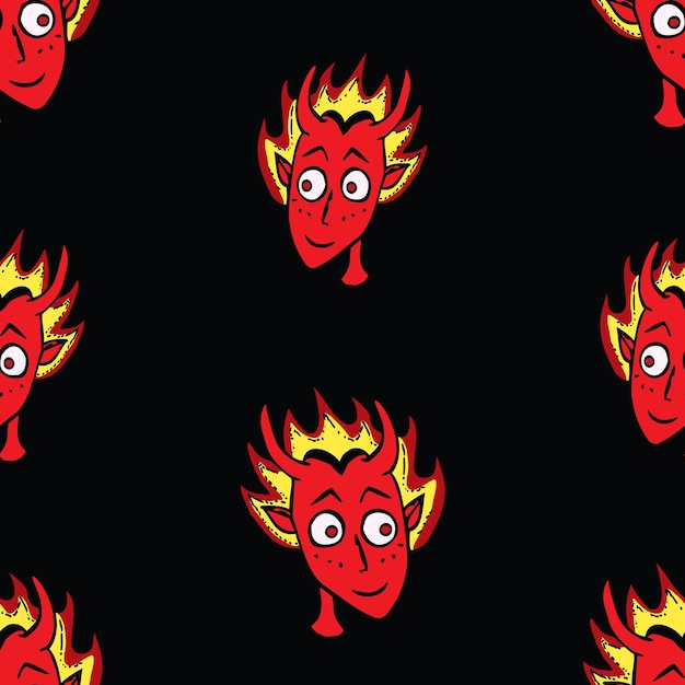 Fiery Demonic Faces Ablaze in Vibrant Cartoon Style | Jiffy Designs