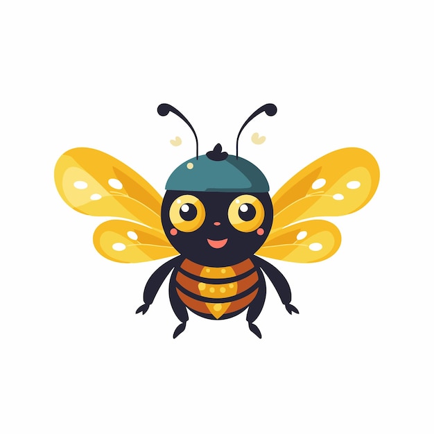 Cheerful Cartoon Bee with Bright Yellow Wings | Jiffy Designs