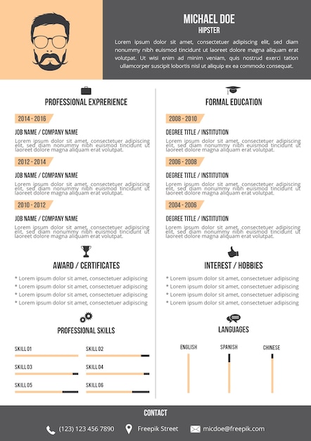 Minimalist Resume Design with Portrait and Skill Bars | Jiffy Designs