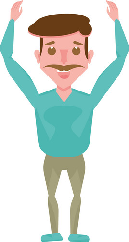 Isolated Happy Man Cartoon. Man With Mustache Vector | Jiffy Designs