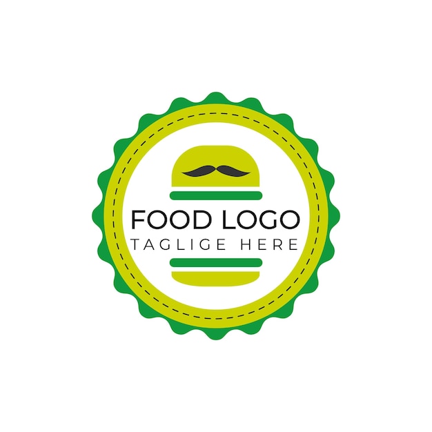 Vibrant Food Badge with Mustache and Tagline | Jiffy Designs