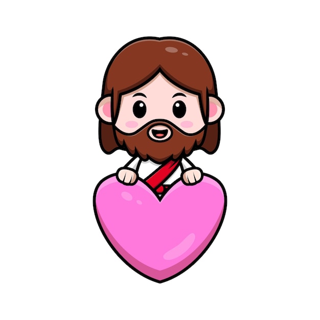 Smiling Cartoon Character Holding a Pink Heart | Jiffy Designs