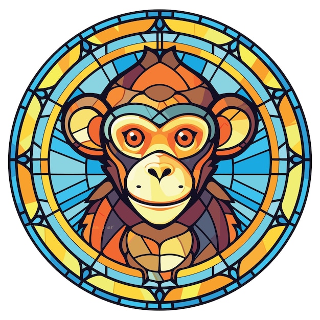Vibrant Stained Glass Monkey Illustration | Jiffy Designs