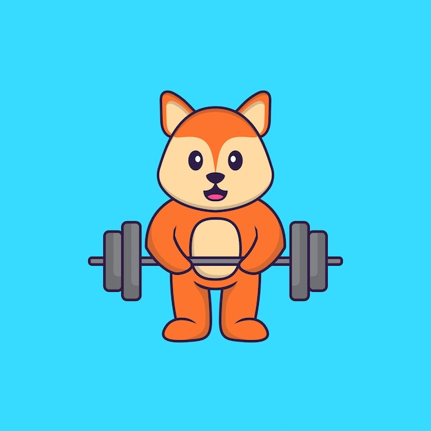 Adorable Fitness Fox Lifting Weights | Jiffy Designs