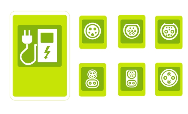 Diverse Collection of Electrical Outlet Icons in Vibrant Green | Jiffy ...