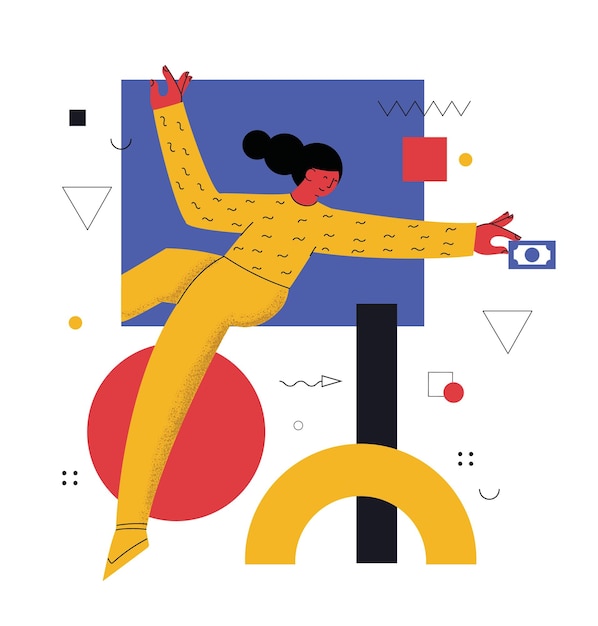 Vibrant Geometric Dancer in Dynamic Pose | Jiffy Designs