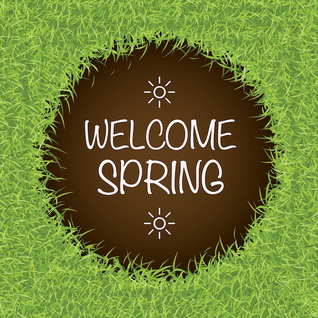 Welcome Spring Circular Grass Design with Sun Symbols | Jiffy Designs