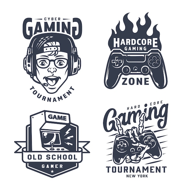 Retro Gaming Emblem Collection: Diverse Designs for Hardcore Gamers ...
