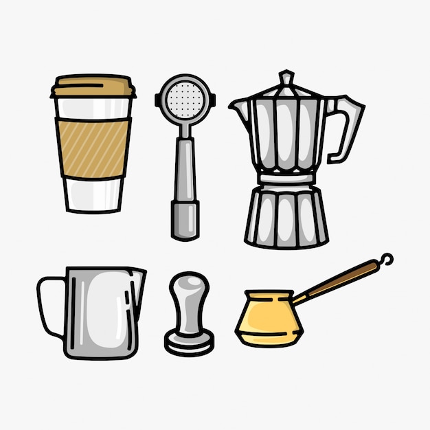Diverse Coffee-Making Essentials in Stylized Illustration | Jiffy Designs