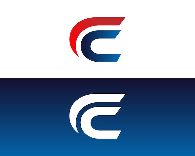 Elegant and Dynamic C-Shaped Logo in Red, White, and Blue | Jiffy Designs