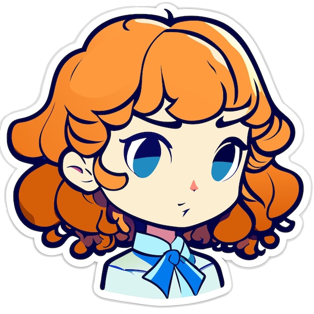 Vibrant Chibi Girl with Flowing Orange Hair | Jiffy Designs
