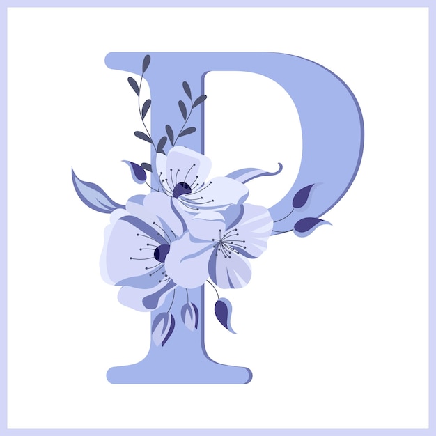 Stylized Floral Letter P in Shades of Purple | Jiffy Designs