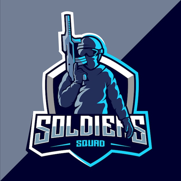 Striking Soldier Squad Mascot Logo with Weapon | Jiffy Designs