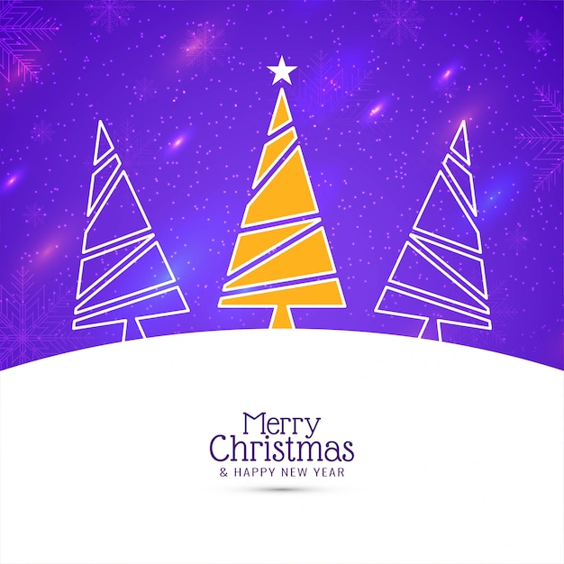 Stylized Christmas Trees with Merry Christmas Greeting on Starry ...