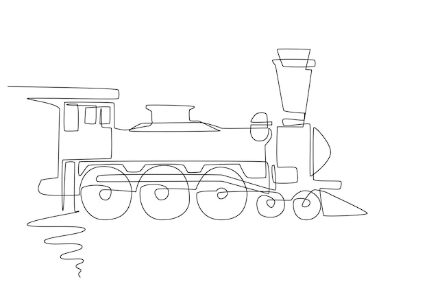 Whimsical Locomotive: A Charming Line Drawing of a Classic Train ...