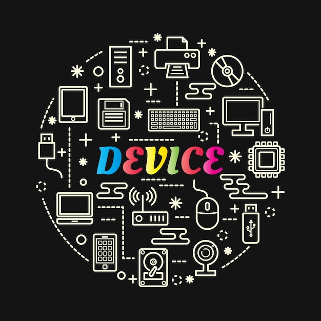Vibrant Digital Devices and Technology Icons Composition | Jiffy Designs