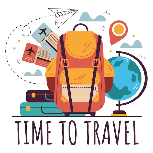 Vibrant Journey: Backpack, Maps, and Adventure Await | Jiffy Designs