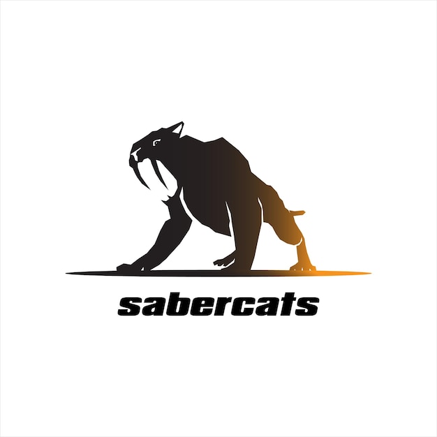 Fierce Feline Silhouette with Sabercats Text Logo | Jiffy Designs