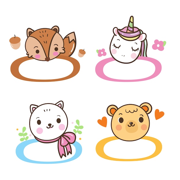 Adorable Cartoon Animal Heads in Vibrant Circular Frames | Jiffy Designs