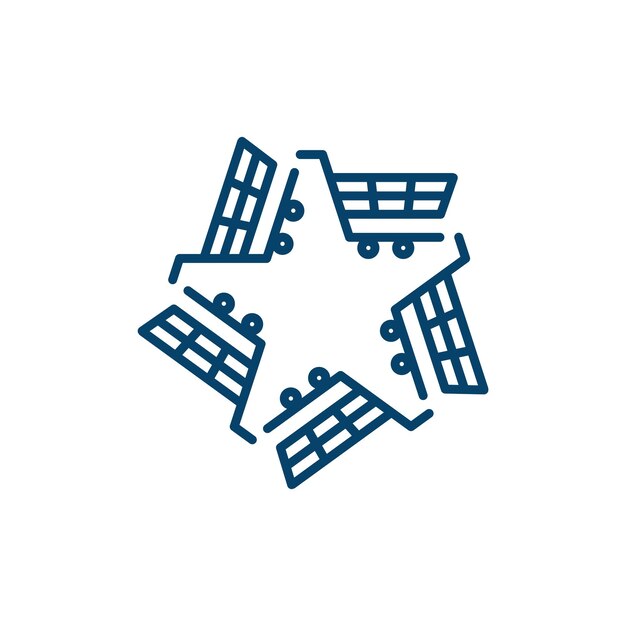 Stylized Shopping Cart Icon in Navy Blue | Jiffy Designs