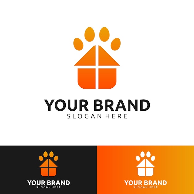 Vibrant Paw Print House Logo with Customizable Slogan | Jiffy Designs