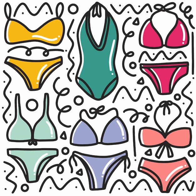Vibrant Swimwear Collage: Playful Patterns and Shapes | Jiffy Designs