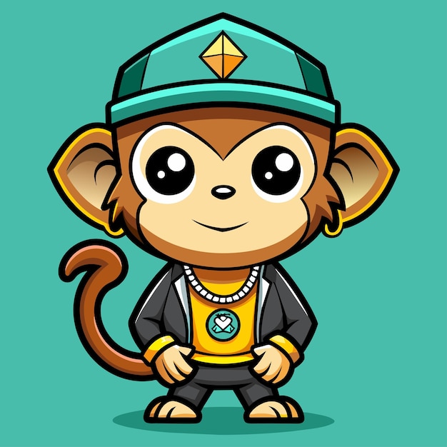 Adorable Monkey Explorer in Vibrant Cartoon Style | Jiffy Designs