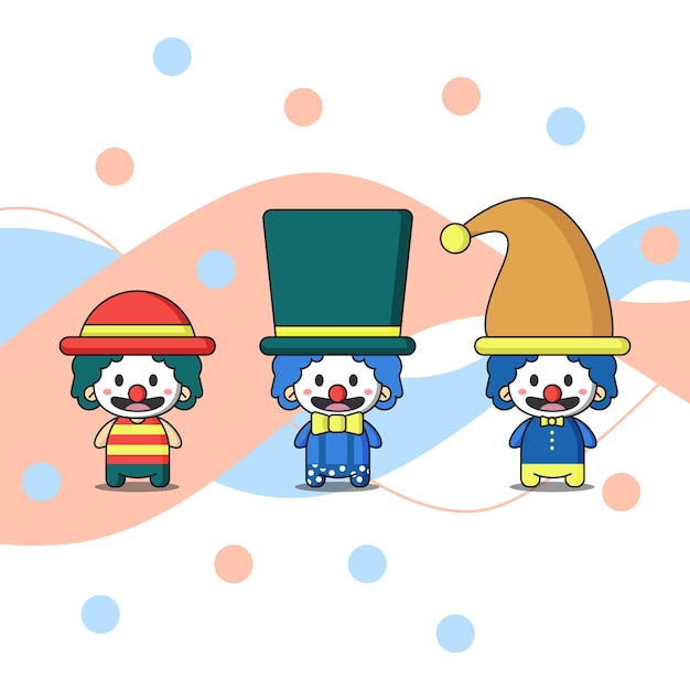Colorful Clown Trio in Whimsical Hats and Outfits | Jiffy Designs