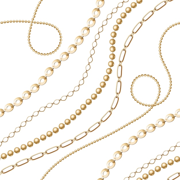 Elegant Cascade of Golden Chains and Pearls | Jiffy Designs