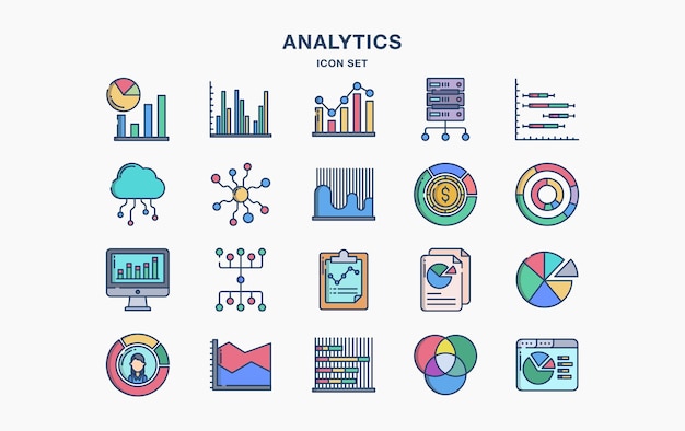 Vibrant Analytics Icons Depicting Data Visualization and Reporting | Jiffy Designs