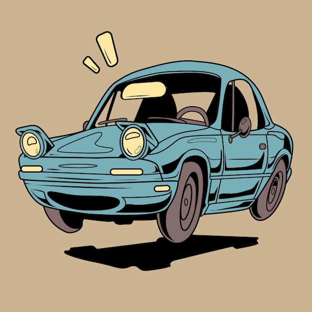 Retro Turquoise Sports Car Illustration | Jiffy Designs