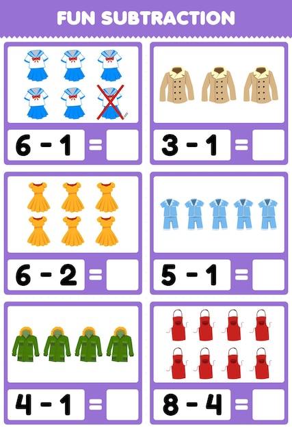 Colorful Subtraction Puzzle with Diverse Clothing Items | Jiffy Designs