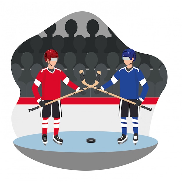 Rival Hockey Players Face Off on the Ice | Jiffy Designs