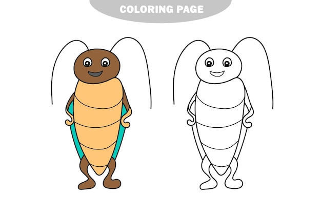 Cheerful Cartoon Cockroach Coloring Page | Jiffy Designs