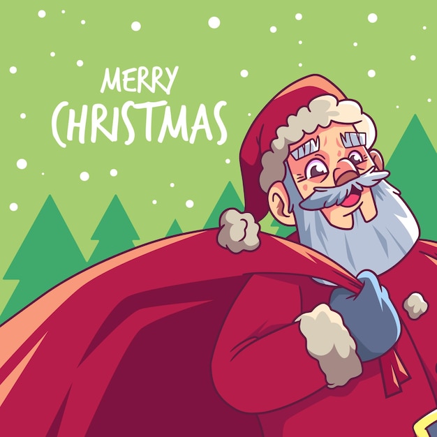 Jolly Santa Claus Spreading Holiday Cheer in Snowy Forest | Jiffy Designs
