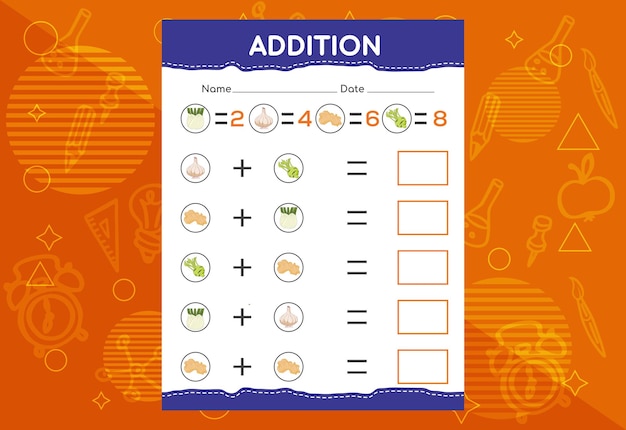 Colorful Addition Math Worksheet with Visual Aids | Jiffy Designs