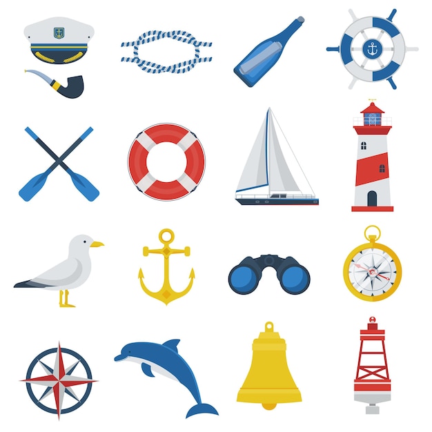 Vibrant Collection of Nautical Themed Icons and Symbols | Jiffy Designs