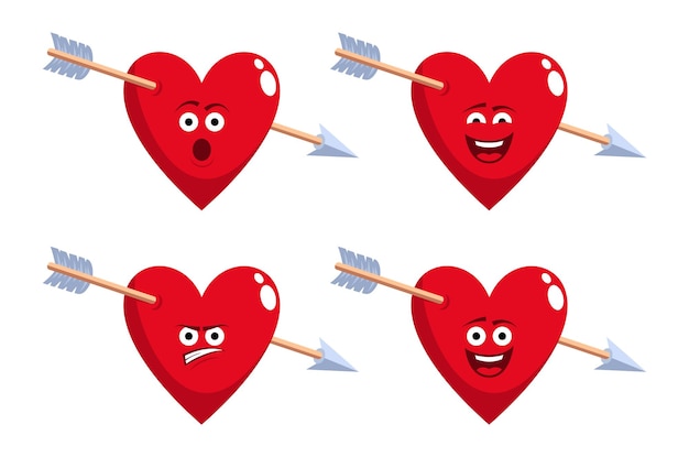 Playful Hearts with Arrows: A Whimsical Valentine's Illustration ...