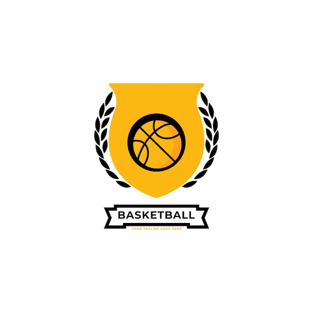 Vibrant Basketball Emblem with Laurel Wreath Design | Jiffy Designs