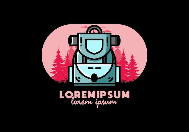 Retro Backpacker Emblem with Scenic Landscape | Jiffy Designs