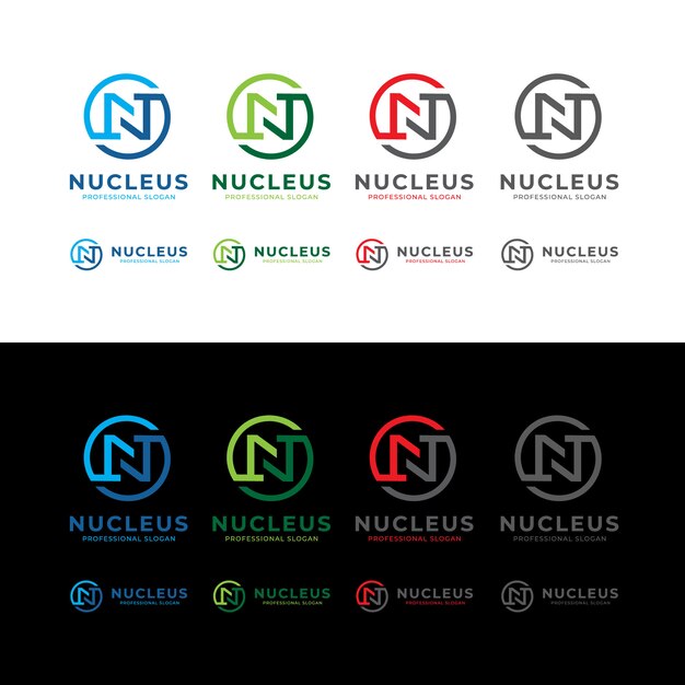 Stylized Nucleus Logos in Vibrant Colors with Text Variations | Jiffy ...