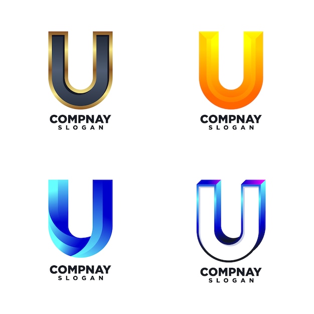 Vibrant and Gradient U-Shaped Logos in Various Colors | Jiffy Designs
