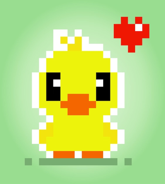 Charming Pixel Art Chick with Heart | Jiffy Designs