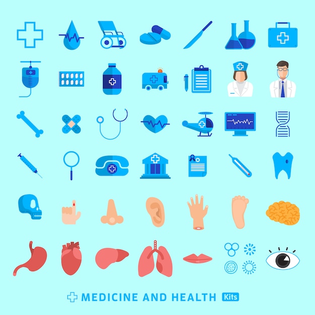 Comprehensive Medical and Healthcare Icons in Vibrant Blue | Jiffy Designs