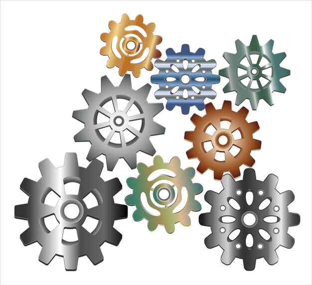 Colorful Interlocking Gears and Cogs Forming Abstract Design | Jiffy ...