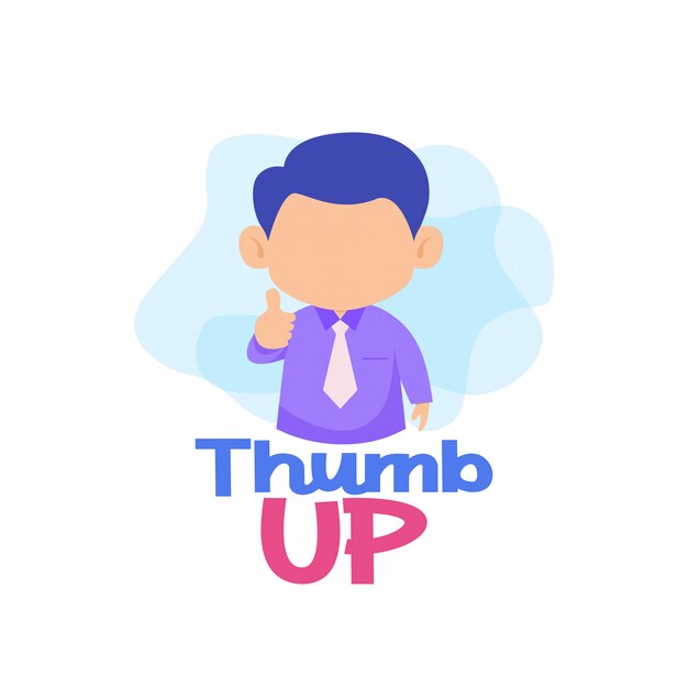 Stylized Thumbs Up Icon with Smiling Businessman Character | Jiffy Designs