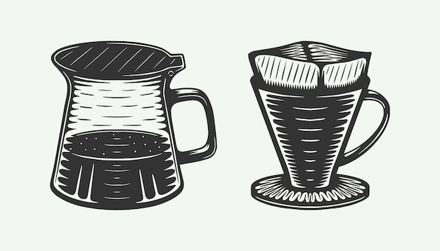 Elegant Monochrome Coffee Brewing Vessels | Jiffy Designs