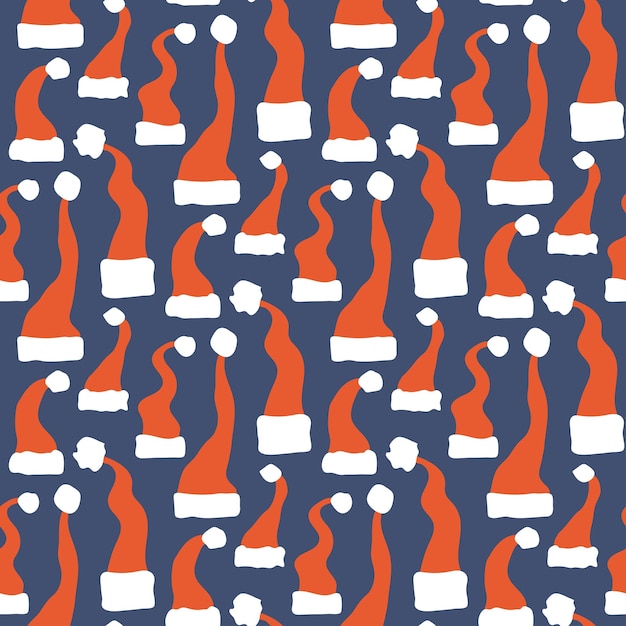 Festive Santa Hat Pattern in Bold Orange and Navy | Jiffy Designs